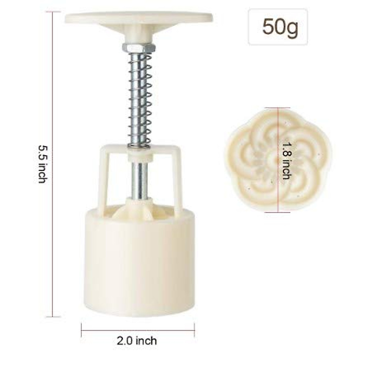 Dadam Cookie Press Mid-Autumn Festival Hand-Pressure Moon Cake Mould with 6 Pcs Mode Pattern for 1 Sets - 50g Cookie Stamp Mooncake Mold Set - Cookie Stamps DIY Decoration Press Cake Cutter