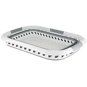 Simplify Collapsible Laundry Basket | Portable | Space Saver Storage | Hold 2 Loads | Store Under the Bed or Closet | Good for Kids | Dorm | Bedroom | Large | White/Grey