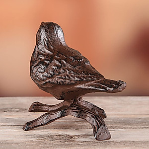 BRASSTAR Rustic Cast Iron Bird with Branches Statue Antique Garden Farmhouse Decoration Home Desk Figurine Replica Rust Color TQGJPT108