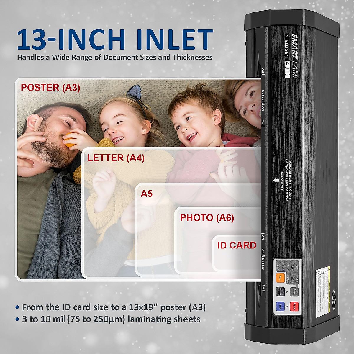 SINCHI Auto Sense, 3-10 mil, 13-inch Laminating Machine for Business/ Office/ School, 50-Second Warm-up Never-Jam Heavy Duty Thermal Laminator Machine 11x17, for foils as Well