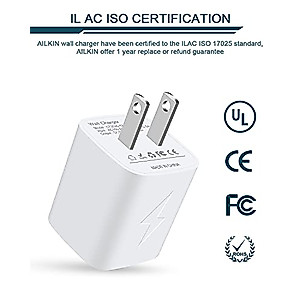 Charger Block, AILKIN 5Pack USB Wall Charging Adapter Fast Charge Power Plug Brick for iPhone 14 13 Pro Max 12 11, Samsung Galaxy S22 Ultra, Google, LG, One Port USB Mini Station Cube Box for Travel