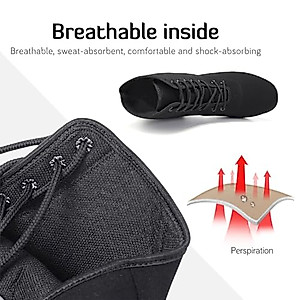 JUODVMP Women & Men Latin Ballroom Dance Shoes Practice with Lace-up Teaching Modern Salsa Dancing Boots High-top Suede Full Sole 5cm,8 US