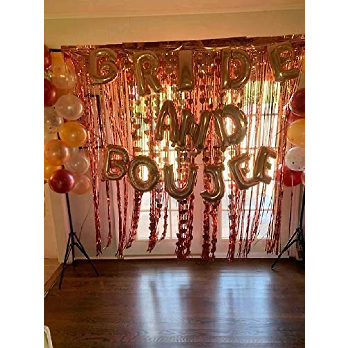 JeVenis Bride And Boujee Bachelorette Party Decor Bach Party Decorations Bride and Boujee Banner Diamond Ring Champagne Glass Balloons Champagne Bottle Balloon