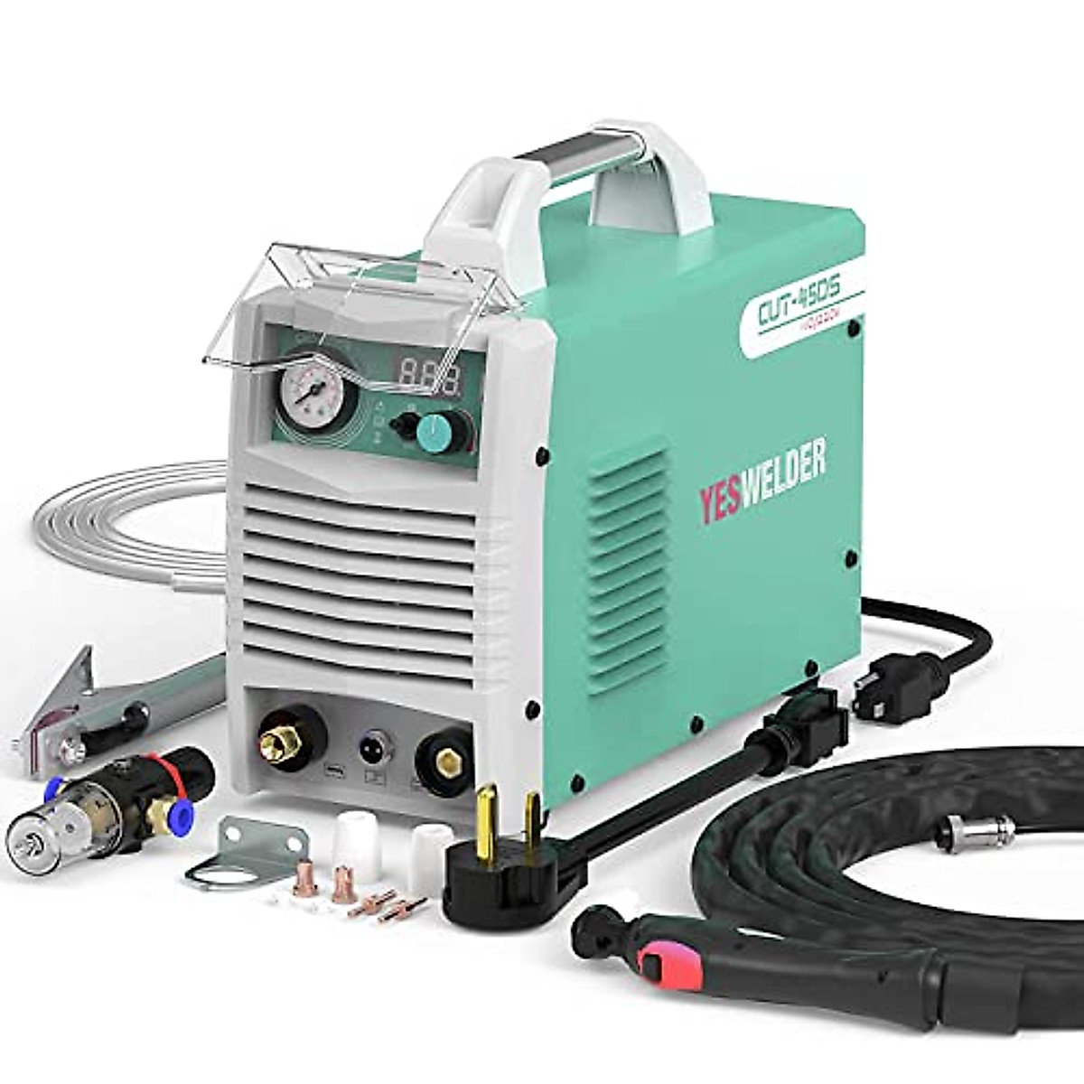 YESWELDER Plasma Cutter Dual Voltage 110/220V,45 Amp Non-Pilot Arc Digital Display IGBT Portable plasma cutter machine with accessories
