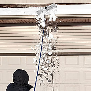 GYMAX Snow Roof Rake, 4.8-20FT Extendable Aluminum Roof Rake with Built-in Wheels, Anti-Slip Handle & 25”Wide Blade, Snow Shovel for House Roof Snow Removal, Leaves, Dribs