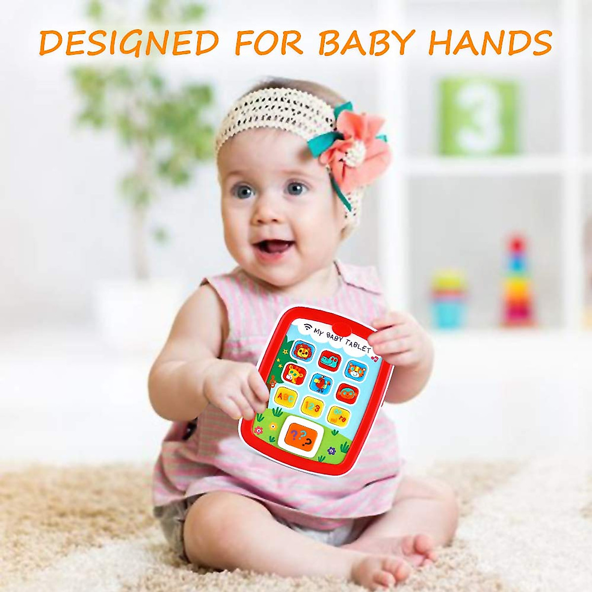 VATOS Toddler Learning Tablet for 1 Year Old, Baby Ipad for 6M -12M -18M+ with Music & Light, Travel Toy Tablet with Easy ABC Toy, Numbers & Color | My First Learning Tablet