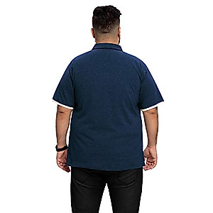 Aiyino Men's Big and Tall Classic Fit Short Sleeve Solid Soft Cotton Polo Shirt 4XL Navy