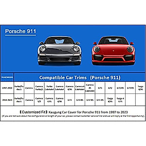 Kaugung Car Cover Waterproof Custom Fit Porsche 911（1997-2023）, Lightweight Full Exterior Cover for Automobiles All Weather Outdoor Sun UV Rain Dust Snow Wind Protection.