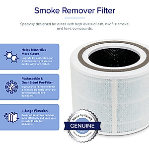 LEVOIT Air Purifier Smoke Remover Replacement Filter, 1 Pack, Blue, 1 Count (Pack of 1) & Humidifiers for Bedroom, Quiet (3L Water Tank) Cool Mist Top Fill Essential Oil Diffuser