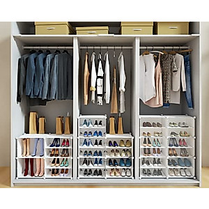 HOMICKER Shoe Rack Organizer, 24 Pair Shoe Storage Cabinet with Door Expandable Plastic Shoe Shelves for Closet,Entryway,Hallway,Bedroom,6 Tier