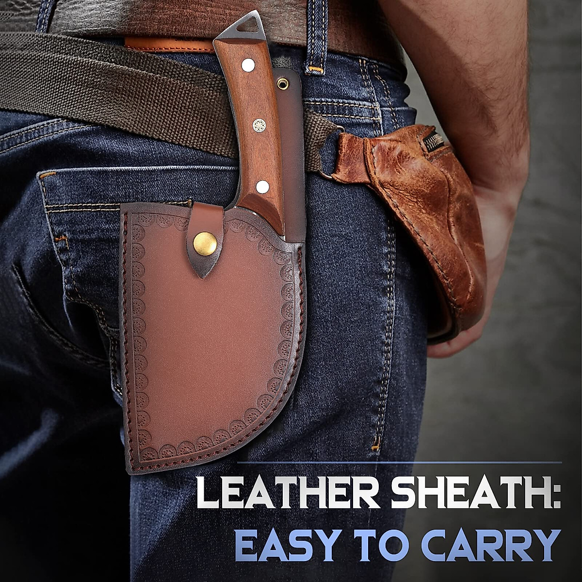 Golden Bird Serbian Meat Cleaver Knife - 6.2 Inch Serbian Knife Heavy Duty Sharp Butcher Knife for Meat Cutting, High Carbon Steel Kitchen Knife with Gift Box