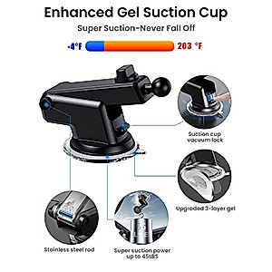 Ciencimy Compatible with MagSafe Car Mount for Car Windshield/Dashboard/Air Vent Long Arm Magnetic Phone Holder for iPhone 13 12 Pro Max Mini [Ultra Stable & Strong Suction] Suction Cup Phone Holder