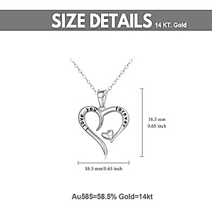 SISGEM 14k White Gold I love You Forever Heart Necklace, Love Jewelry for Her, 16+1+1 Inches