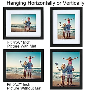 Oreichar Art 5x7 Tabletop Picture Frames, Display Pictures 4x6 with Mat or 5x7 without Mat, Wall Mounting Photo Frame, Set of 2