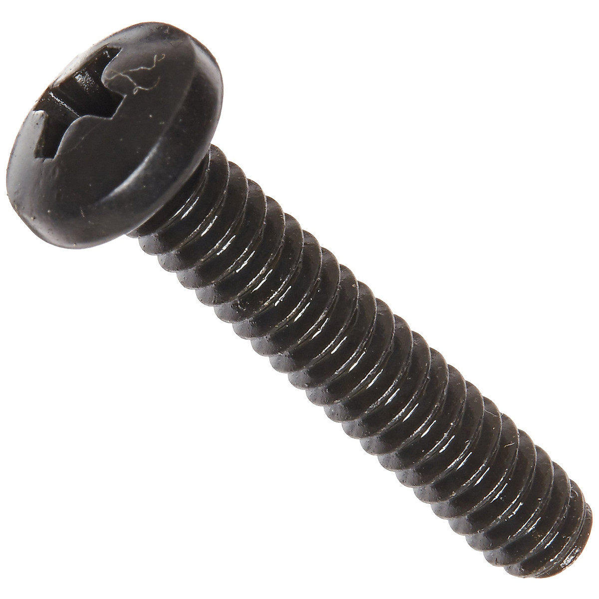 Small Parts Steel Pan Head Machine Screw, Black Oxide Finish, Meets ASME B18.6.3, #2 Phillips Drive, #10-24 Thread Size, 1" Length, Fully Threaded, Import (Pack of 100)