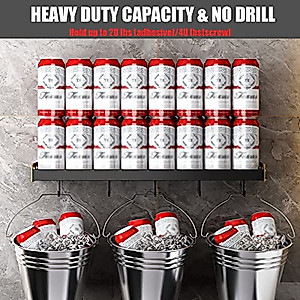 24HOCL Floating Shelves Wall Mounted with 7 Removable S Hooks, Adhesive/Drill Installation Wall Shelves for Bedroom/Bathroom/Living Room/Kitchen/Laundry Room, Storage & Decoration, Black/Gold