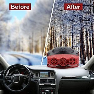 Portable Car Heater New Upgrade 2 in 1 Cooler & Heater Fan Vehicle Electronic Air Heater 12V 150W Car Windshield Heater Defogger Demister Defroster Plug Into Cigarette Lighter Car Windscreen Fan