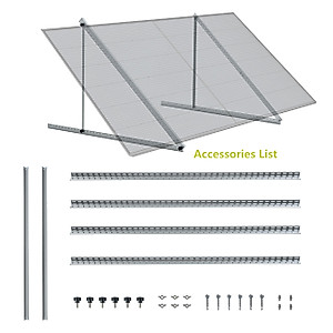 JJN 58"Solar Panel Adjustable Tilt Mounting Brackets Support Up to 100 180 200 300 400W Single Panel 0 to 90° Adjust Panel Mount Brackets with Foldable Tilt Legs for RV Boat Any Flat Install