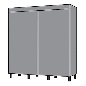 TKPKSELD Portable Closet Bedroom Wardrobe Storage with Non-Woven Fabric Cover, 8 Storage Organizer Shelves, 2 Hanging Rods for Hanging Clothes, Durable and Easy to Assemble, 69 x 49 x 17.7 Inches