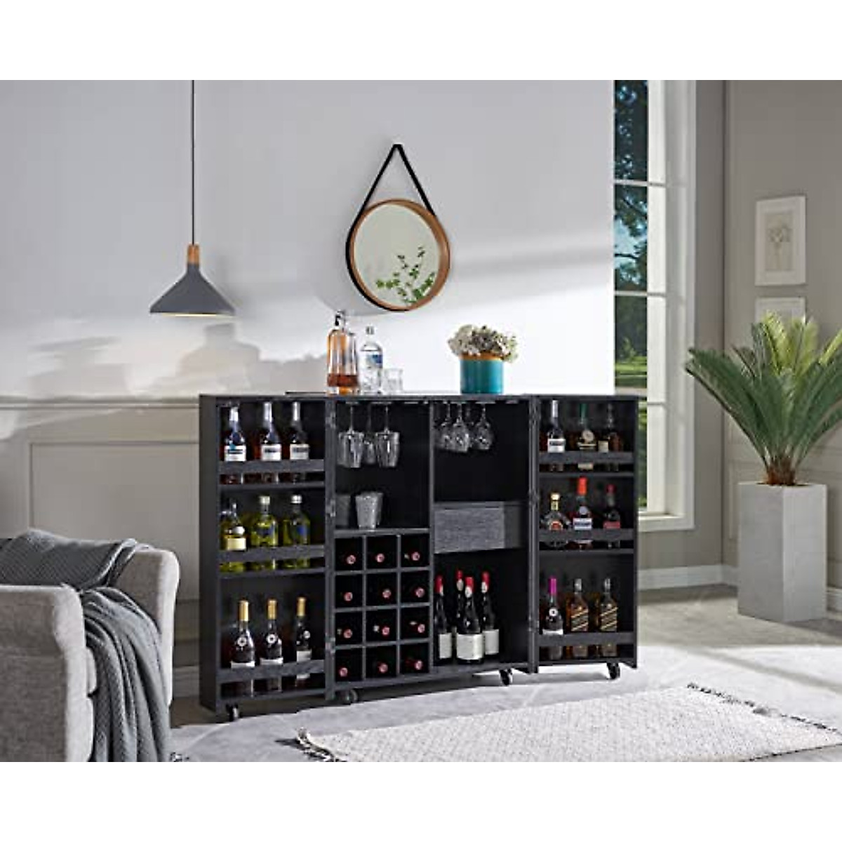 Home Source Jill Zarin Folding Wine Cabinet Black