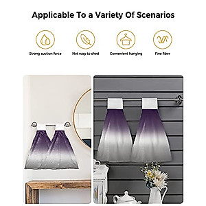 Stove Towels Hanging Kitchen Towels with Loop Deep Purple Gradient to Gray Absorbent Soft Tie Towels for Kitchen Bathroom Toilet Home 1 Pcs