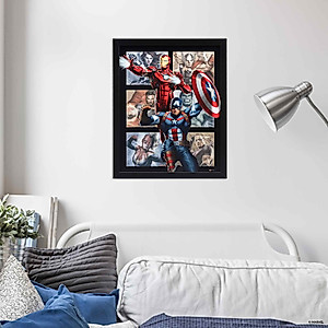 Marvel Avengers Framed Wood Wall Decor - Featuring Captain America, Iron Man and More - Classic Marvel Avengers Wall Art