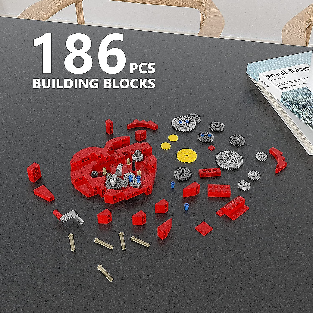 Millionspring A Clockwork Heart Sculpture Building Kits with Gear for Adult,Valentine Gifts Days Decoration for Her,Stress Reliever Building Toys,Creative New 2022(186pcs)