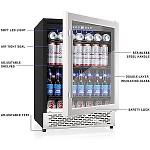 Altatac Beverage Refrigerator with Glass Door 180 Cans Mini Beverage Cooler Under Counter Frestanding Built in Center Garage Fridge