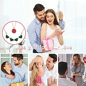 YANCHUN Valentines Heart Necklace for Womenfriend Heart Clover Necklace for Women Lucky 2 in 1 Four Leaf Clover Necklace Valentines Day Gifts for Her