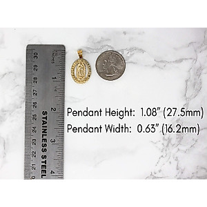CaliRoseJewelry 10k Our Lady of Guadalupe Pray for Us Oval Charm Pendant in Yellow Gold