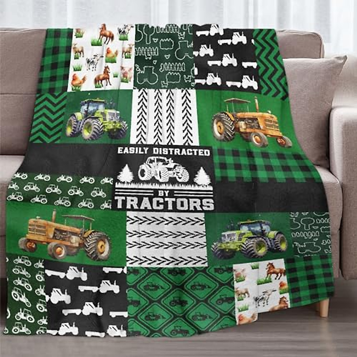 Tractor Blanket-Tractor Blanket for Boys, Girls Tractor Gift for Tractor Lovers-Cozy Soft Flannel Lightweight and Warm Used for Room Bed Camping 40"x50" for Kids Children