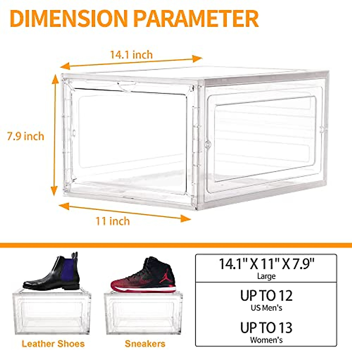 Shoe Storage Boxes Clear Plastic Stackable,3 Pack Acrylic Modular Shoe Organizer for Closet, Shoe Containers Case for Sneaker Storage, White-01