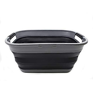 SAMMART 17.5L (4.6 Gallon) Small Collapsible/Foldable/Pop Up/Portable Washing Tub, Water Capacity 13.5L (1, Grey/Black)