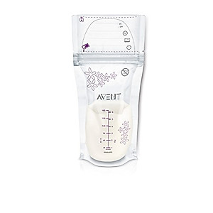 Philips AVENT Breast Milk Storage Bags, Clear, 6 Ounce, 50 Pack, SCF603/50