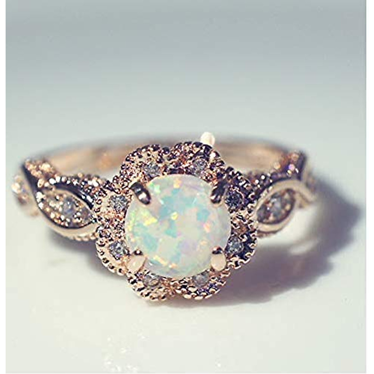Nutchanan Rose Gold Color Flower Shape Women Finger Rings White Fire Opal CZ Fashion Party Jewelry Women Opal Rings Size 5-12 Bague Femme (7)