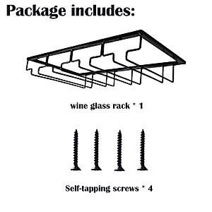 AMUFYSHH 3 Rows Wine Glass Rack for Under Cabinet, 2 Packs Stemware Racks, Hanging Wine Glasses Metal Rack, Storage Hanger Organizer for Kitchen Cabinet Bar (DOUBLE)