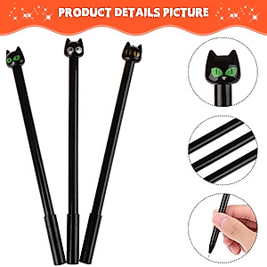 Moodaily 33 Pieces Halloween Gel Ink Pen Cute Cartoon Black Cat Gel Pens 0.5 mm Black Ink Writing Pen for Halloween Party Favor Office Supplies