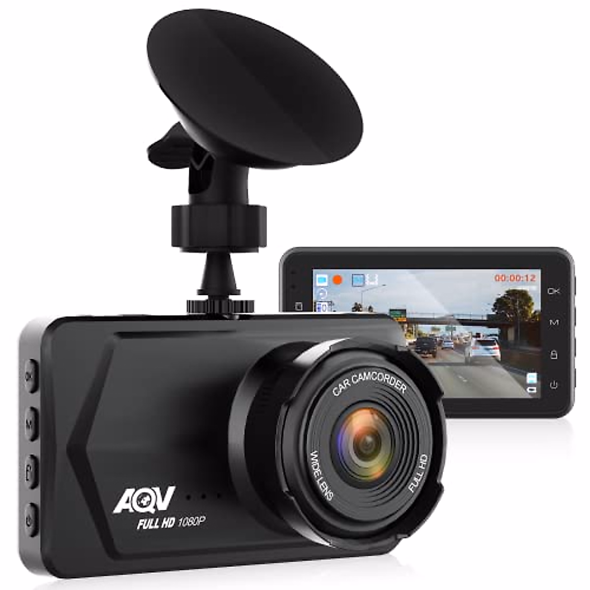 Dash Cam AQV,3 inch Car Camera,Dash Cam Front 1080P FHD,170° Wide Angle,G-Sensor, Loop Recording, Parking Monitor, Motion Detection, WDR