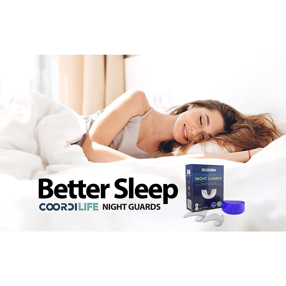 Coordi Life Hush Strips Night Guards for Clenching, Grinding- Custom Moldable Mouthguard for Better Sleep Sports Mouthpiece, Straightening, Whitening Trays