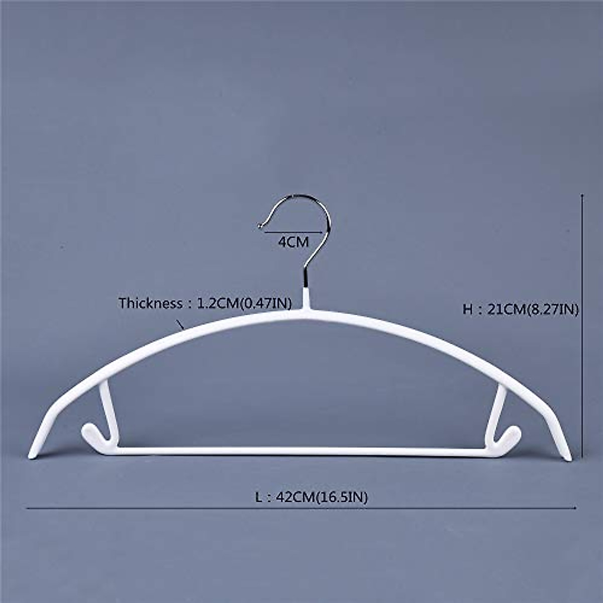 Cocomaya 16.5 Inch White No Shoulder Bumps No Mark Non-Slip Rubber Coated Contour Metal No Bumps Hanger, Sweater Hanger, T-Shirt Hanger Suit Hanger with Pants Bar Pack of 10 (White, 10)