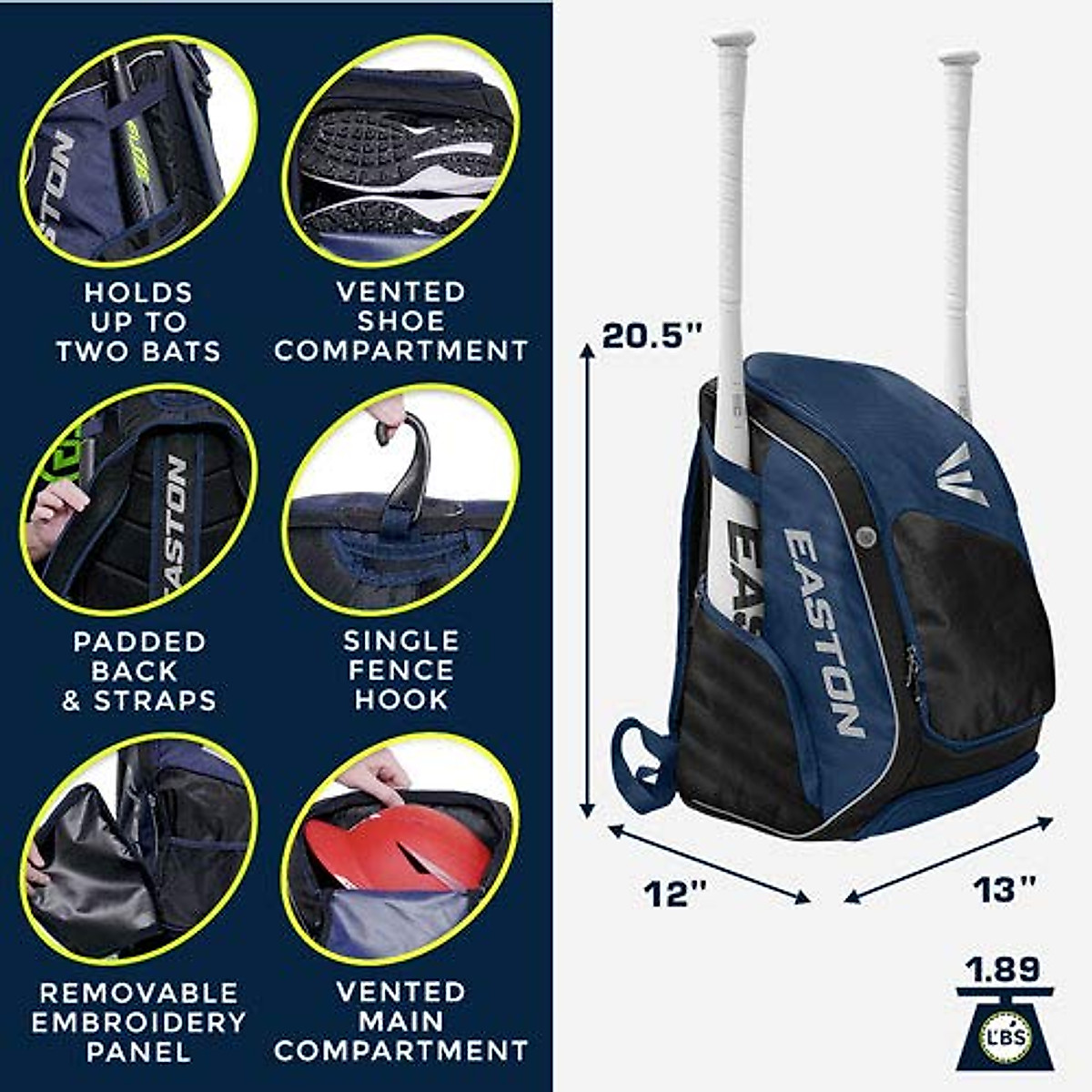 EASTON ELITE X Bat & Equipment Backpack Bag, White