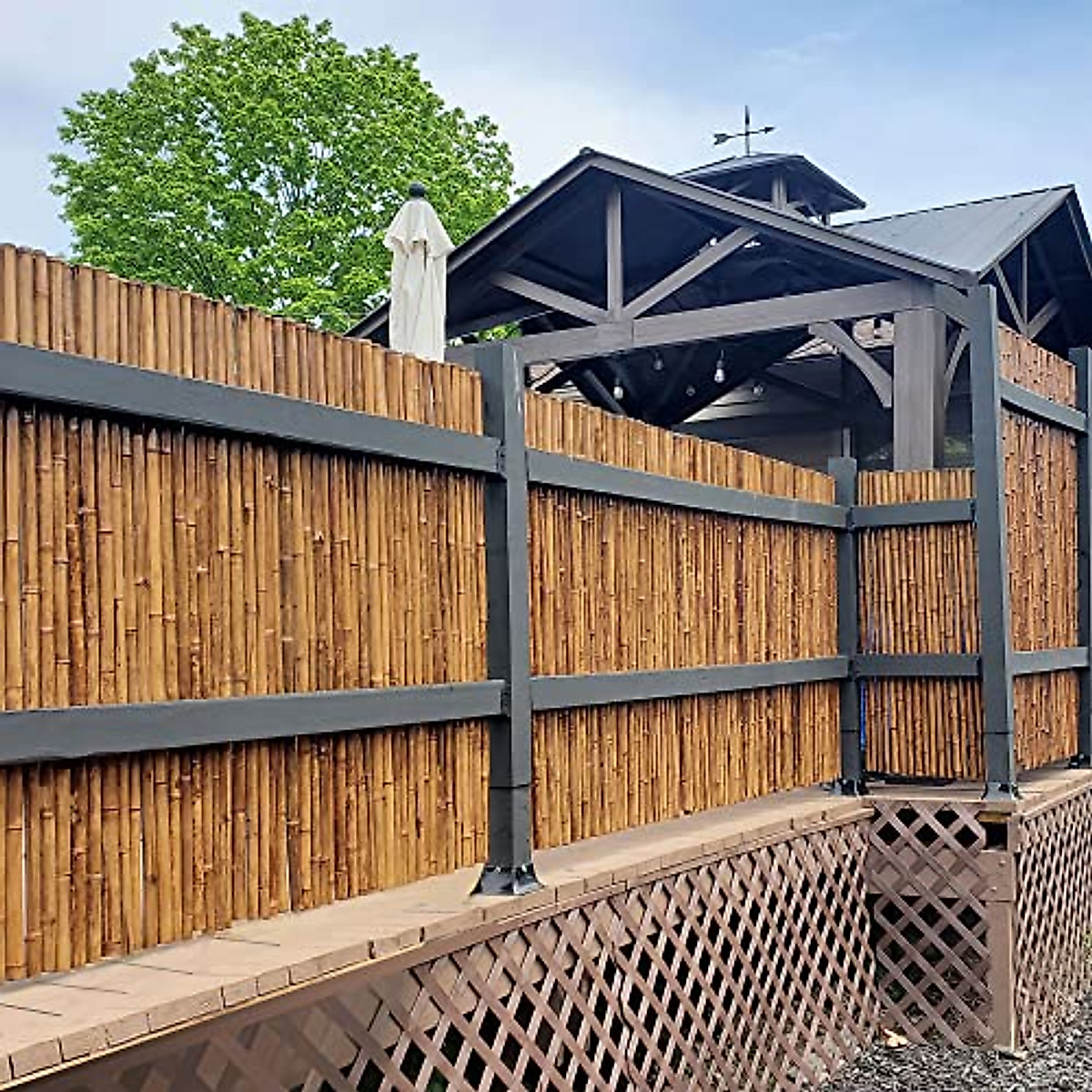 Backyard X-Scapes Caramel Brown Bamboo Fencing Decorative Rolled Fence Panel 3 ft H x 8 ft L
