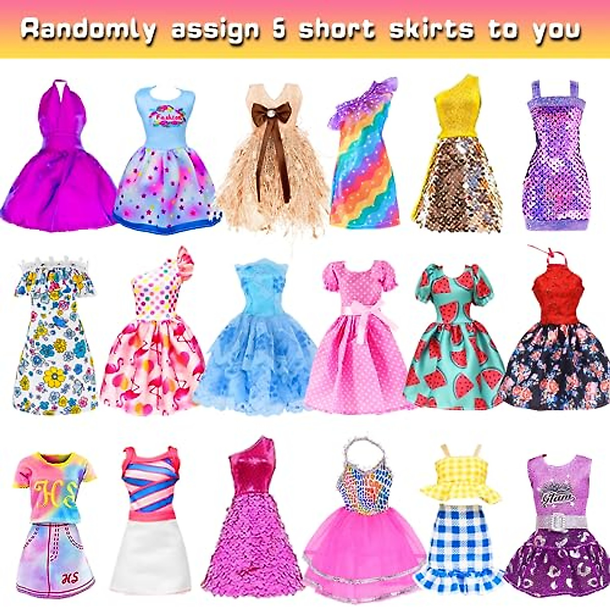 ebuddy Doll Clothes and Accessories 33 Pack Doll Outfit Dress Swimsuit and Necklaces Handbags Shoes for 11.5 Inch Girl Doll