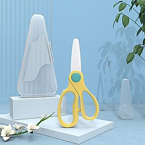 DAMPEN Ceramic Scissors,Soft-grip Handles,Safety Healthy,Kitchen Scissors,Baby Food Ceramic Scissors with Travel Cover for Kids Food 2 PACK (DSP-3)
