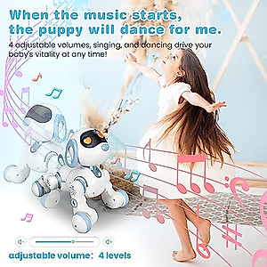 FUUY Robot Dog Toys Remote Control Dog Robot for Kids with Head Touch Sensing Function and Voice Control Programmable Robot Pet Imitates Animal Forms Toys for Boys 3-12 Birthday