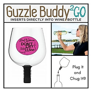 Guzzle Buddy 2GO Unbreakable Tritan Plastic Wine Bottle Glass, It Turns Your Bottle Into Your Glass, Real Women