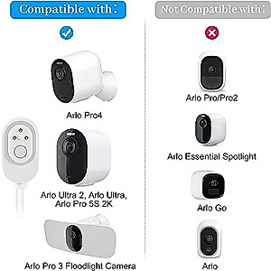 Solar Panel Charger for Arlo Camera, Power Compatible with Pro 4, Arlo Pro 5S, Pro 3, Floodlight, Ultra 2, and Ultra Cameras, 13ft/4m Cable, 6V4.5W, 2PCs