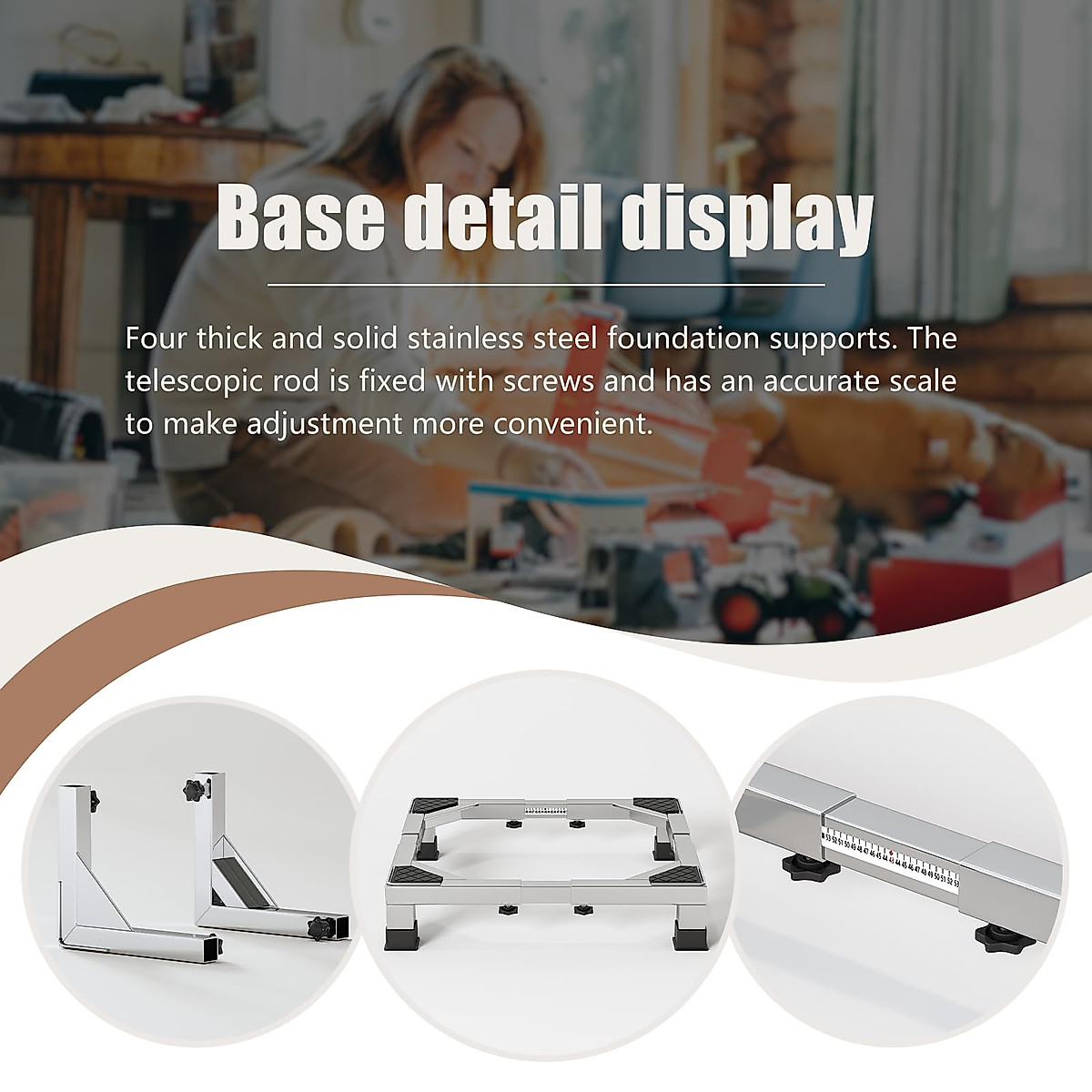 Zsytbyyds Heavy duty All Stainless Steel Mini Fridge Stand Washer and Dryer Stand with 4 Strong Feet Heavy Duty Washing Machine Stand Base&Appliance Universal Base（Large Stand）