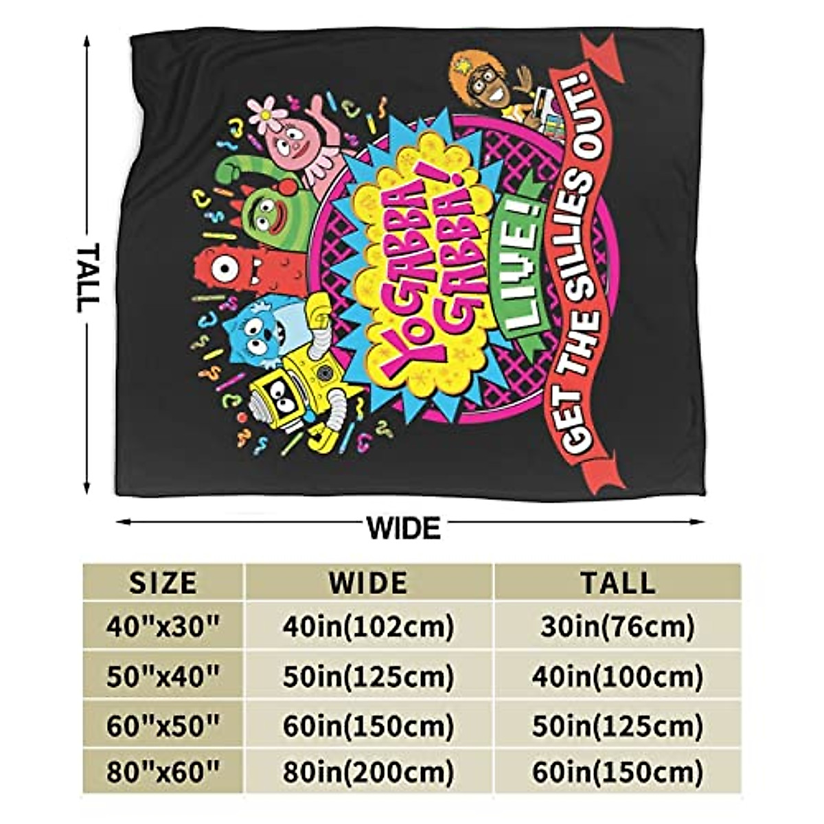 Pobecan Yo Gabba Anime Gabba! Blanket Throw Blankets Ultra Soft Flannel Lightweight Throws for Couch, Bed,All Seasons Use 50"x40"