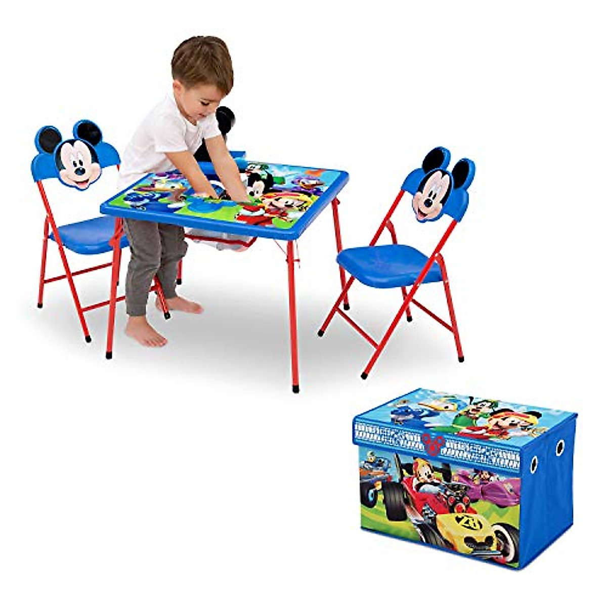 Delta Children 4-Piece Kids Furniture Set (2 Chairs and Table Set & Fabric Toy Box), Disney Mickey Mouse